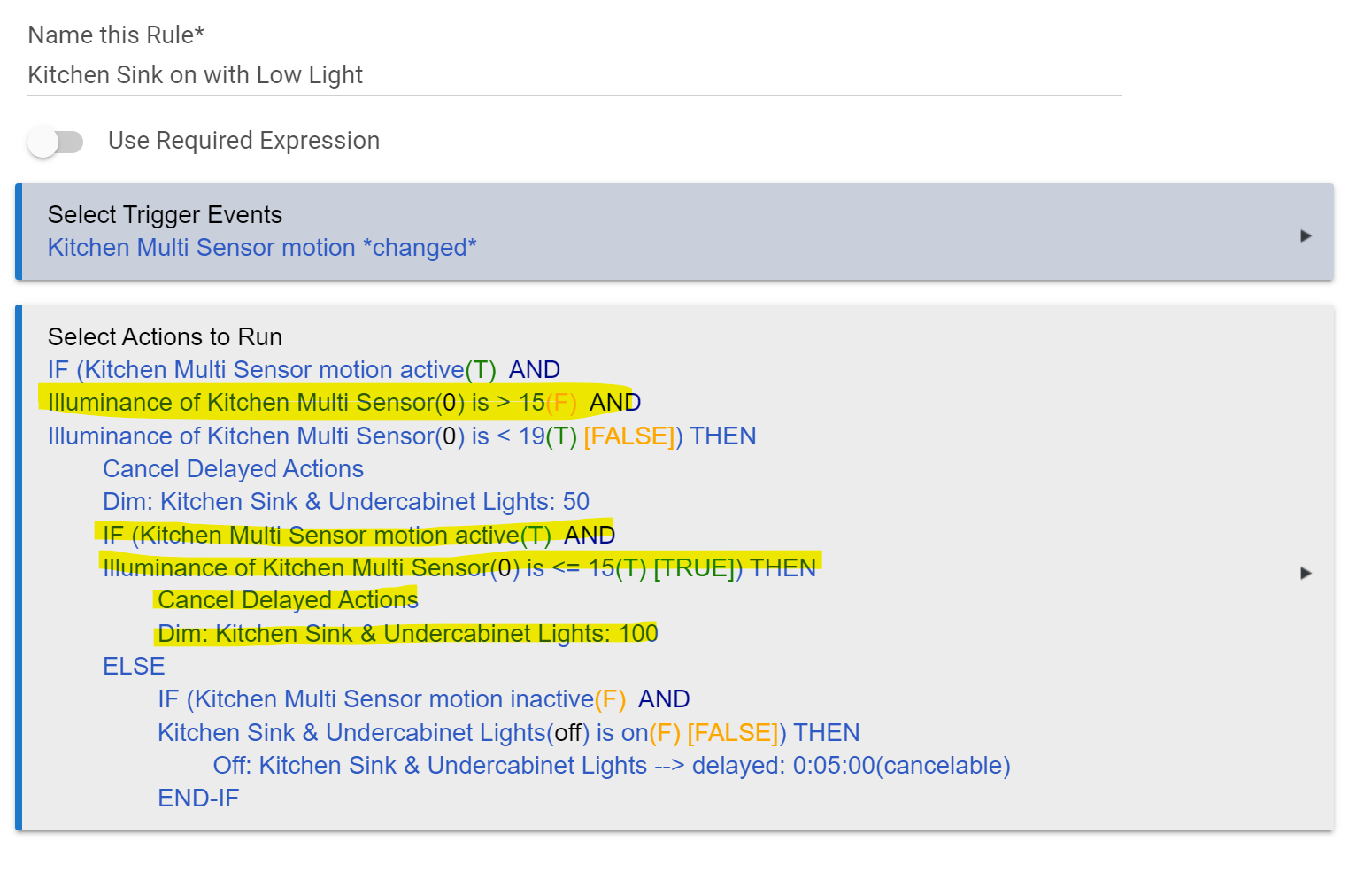 RM Motion Lighting with Dimmer set using Illuminance - All things Rule Machine - Hubitat