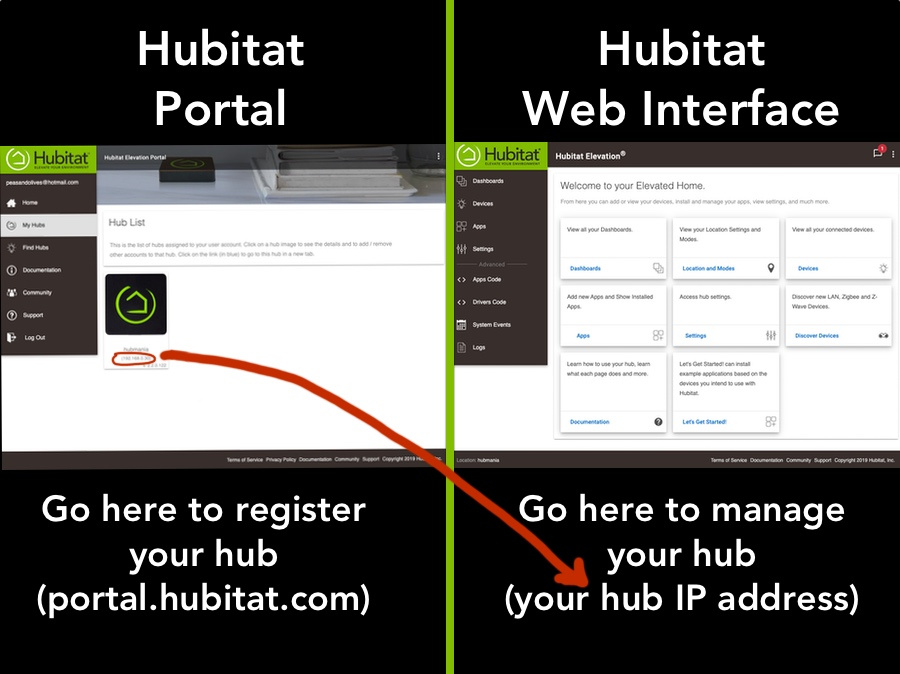 Portal vs. Web Interface - Novice Help - Hubitat