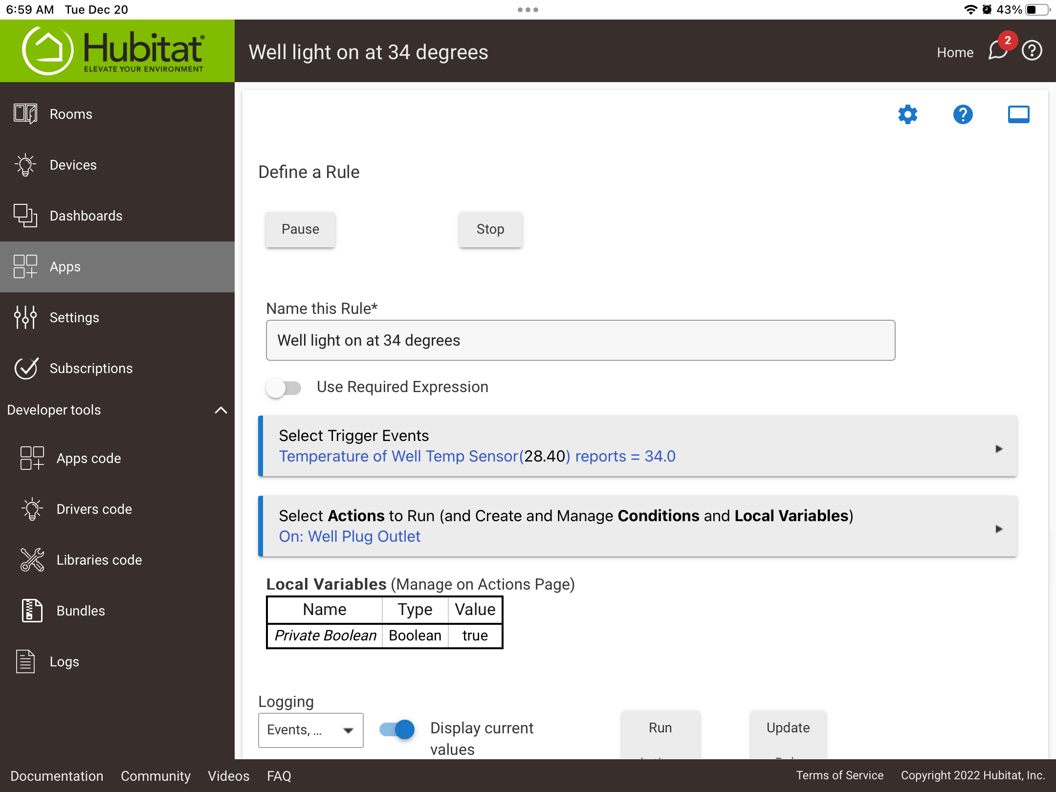 Rules issues - 📐 Rule Machine® - Hubitat