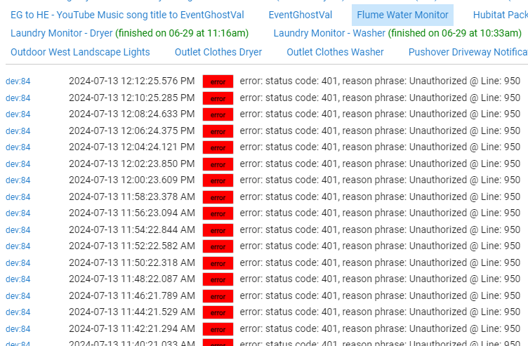 Flume logging many errors - Custom Apps - Hubitat Flume logging many errors - Custom Apps - Hubitat