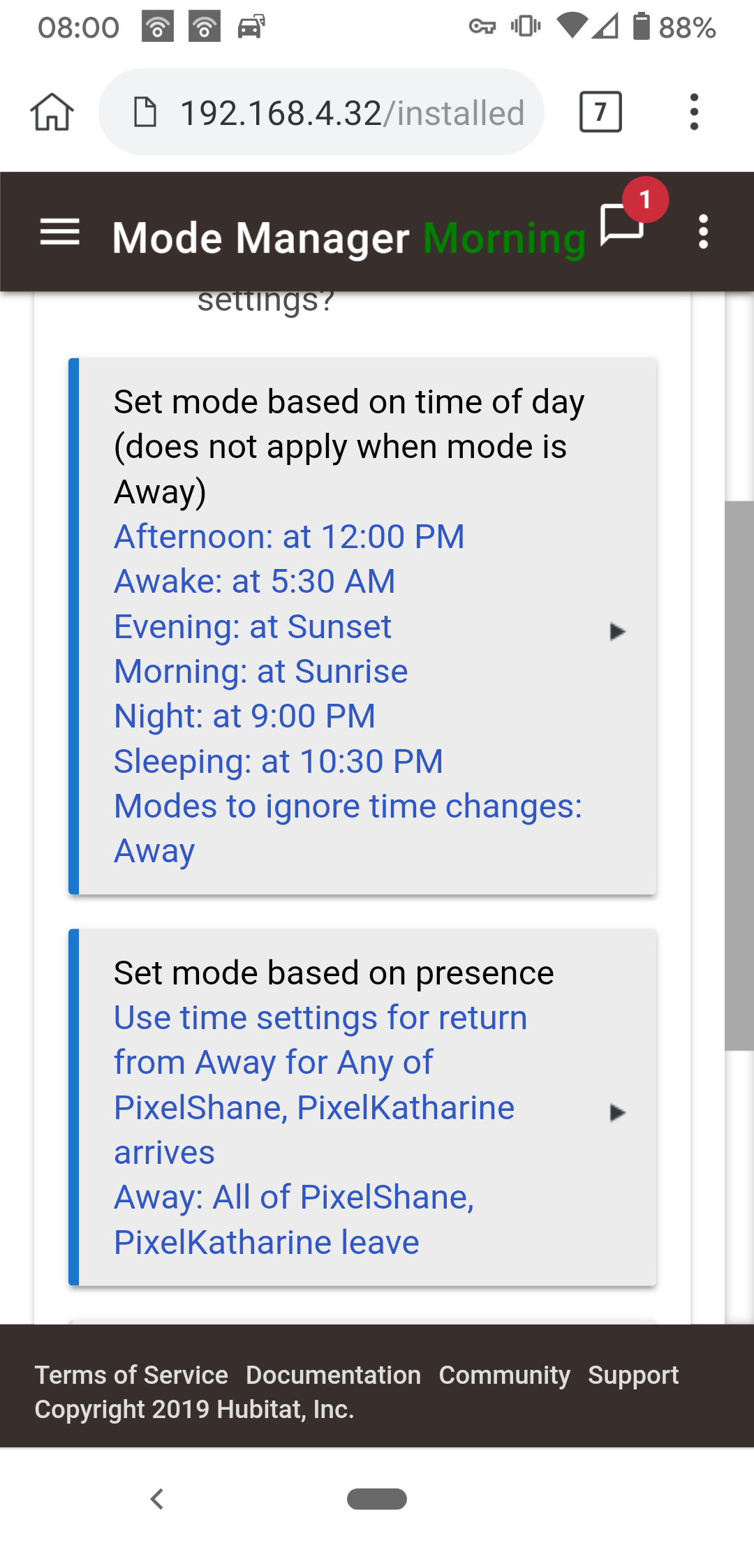 Mode manager Sunrise - 🛎️ Get Help - Hubitat
