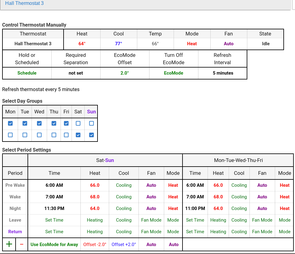 New Thermostat Scheduler not following Select period settings - Built-in Apps - Hubitat