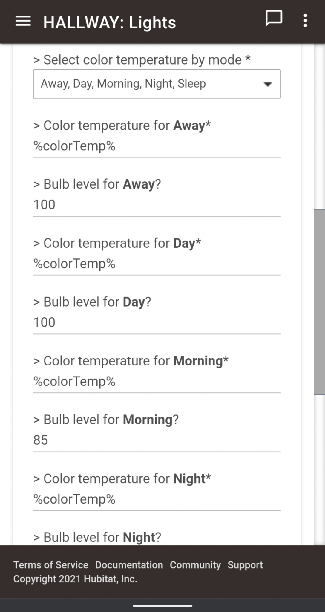 Rule: "Set color temperature and level per mode" not setting level - 🛎️ Get Help - Hubitat