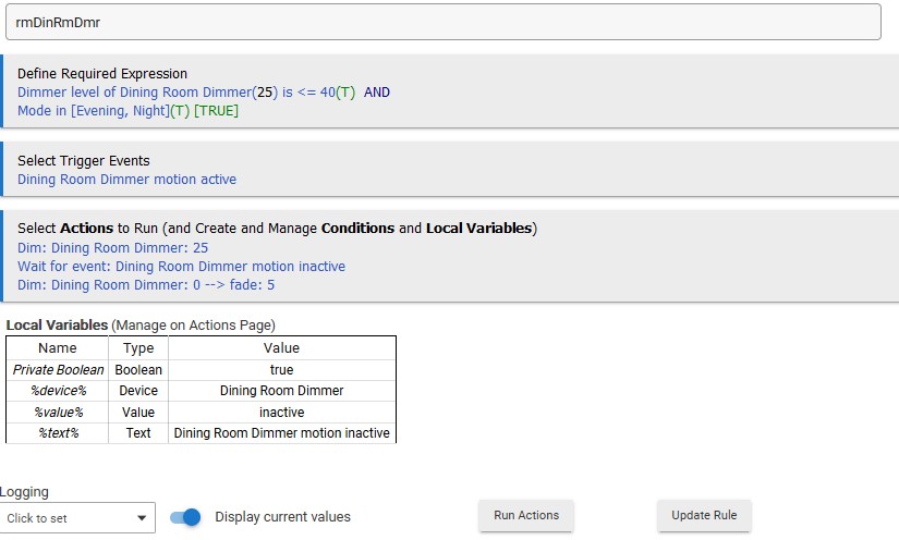 Override dimmer motion detection when set to 100% - 📐 Rule Machine® - Hubitat