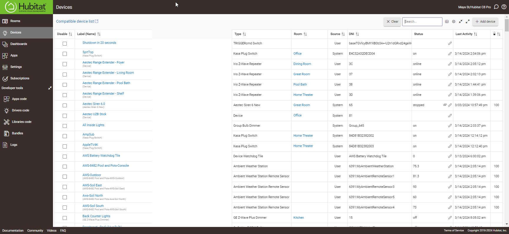 Changing column widths on Devices screen caused a Corrupted Screen - 🛎️ Get Help - Hubitat