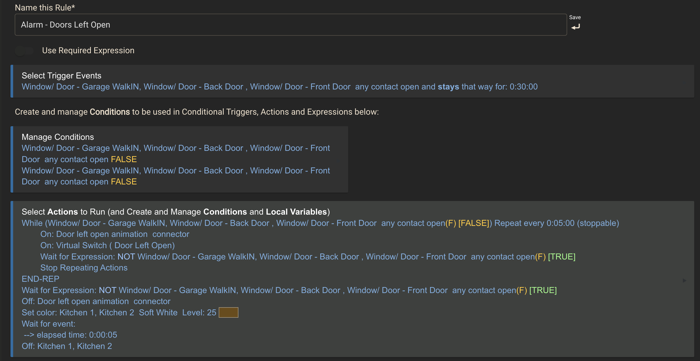 Repeat within RM with lights - 📐 Rule Machine® - Hubitat